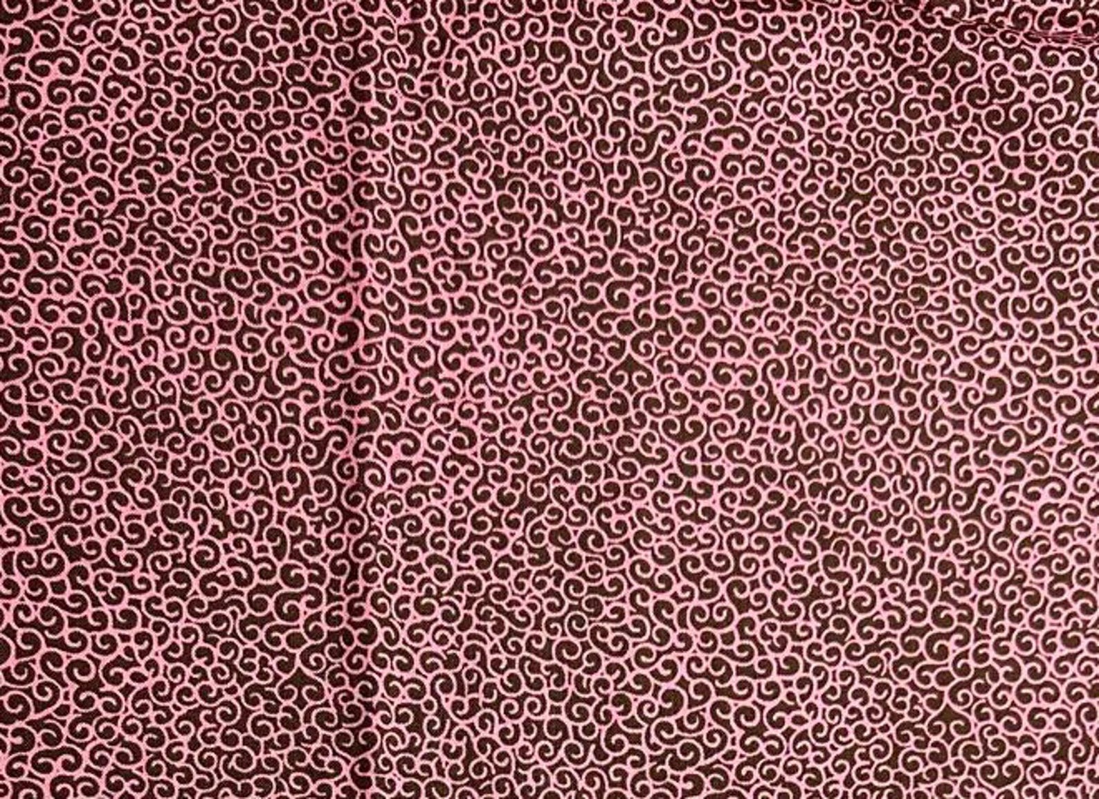 Vintage Pink and Brown Swirl Cotton Fabric - Etsy