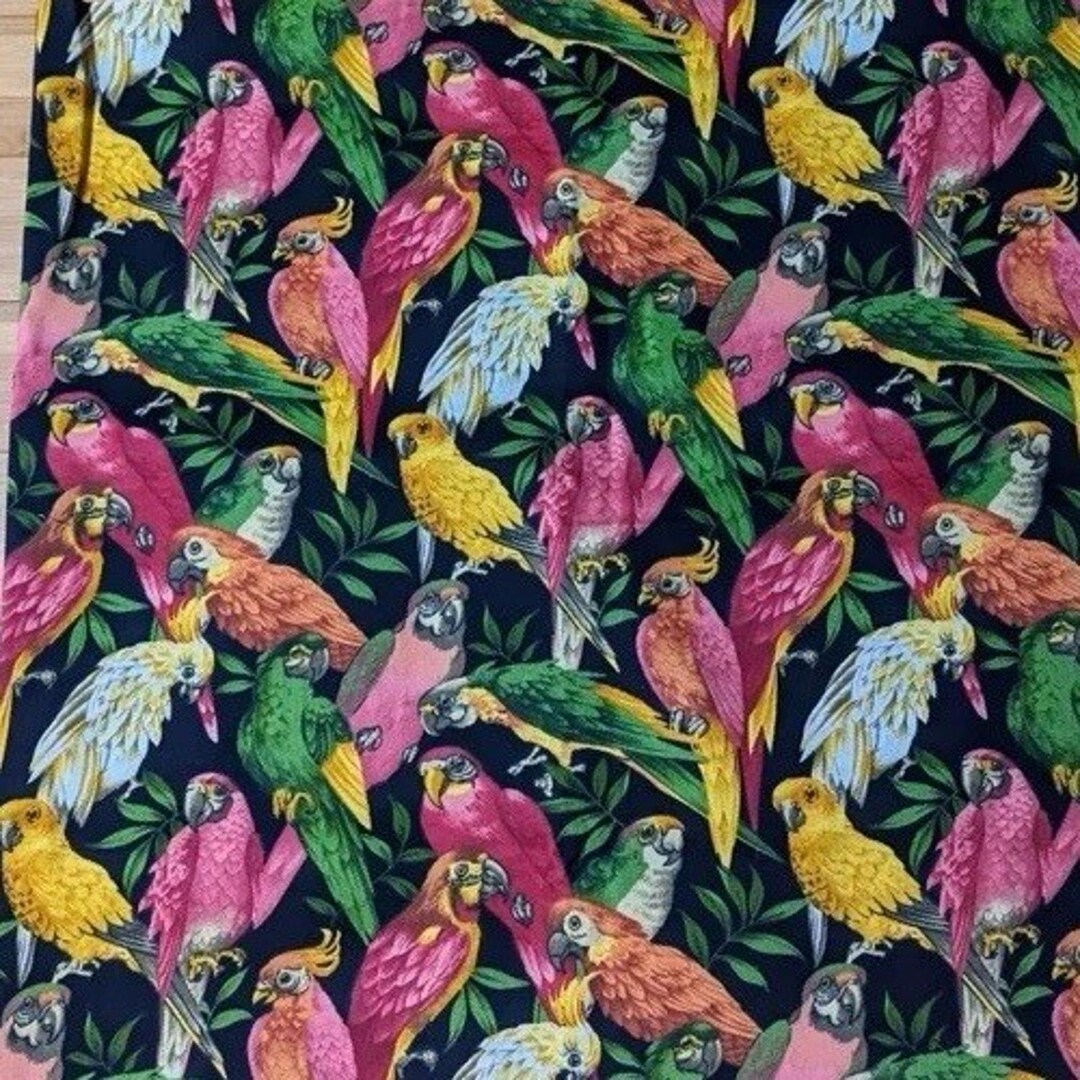 Tropical Parrot Upholstery Fabric by Cranston Print Works Vintage by ...