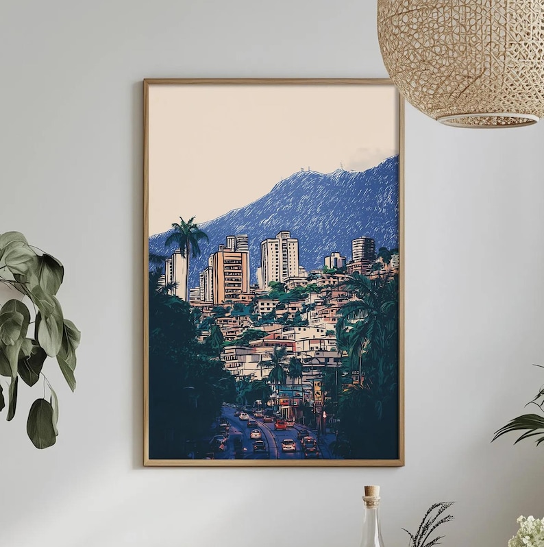 Caracas Venezuela Skyline Wall Art Print, Modern Cityscape Poster ...