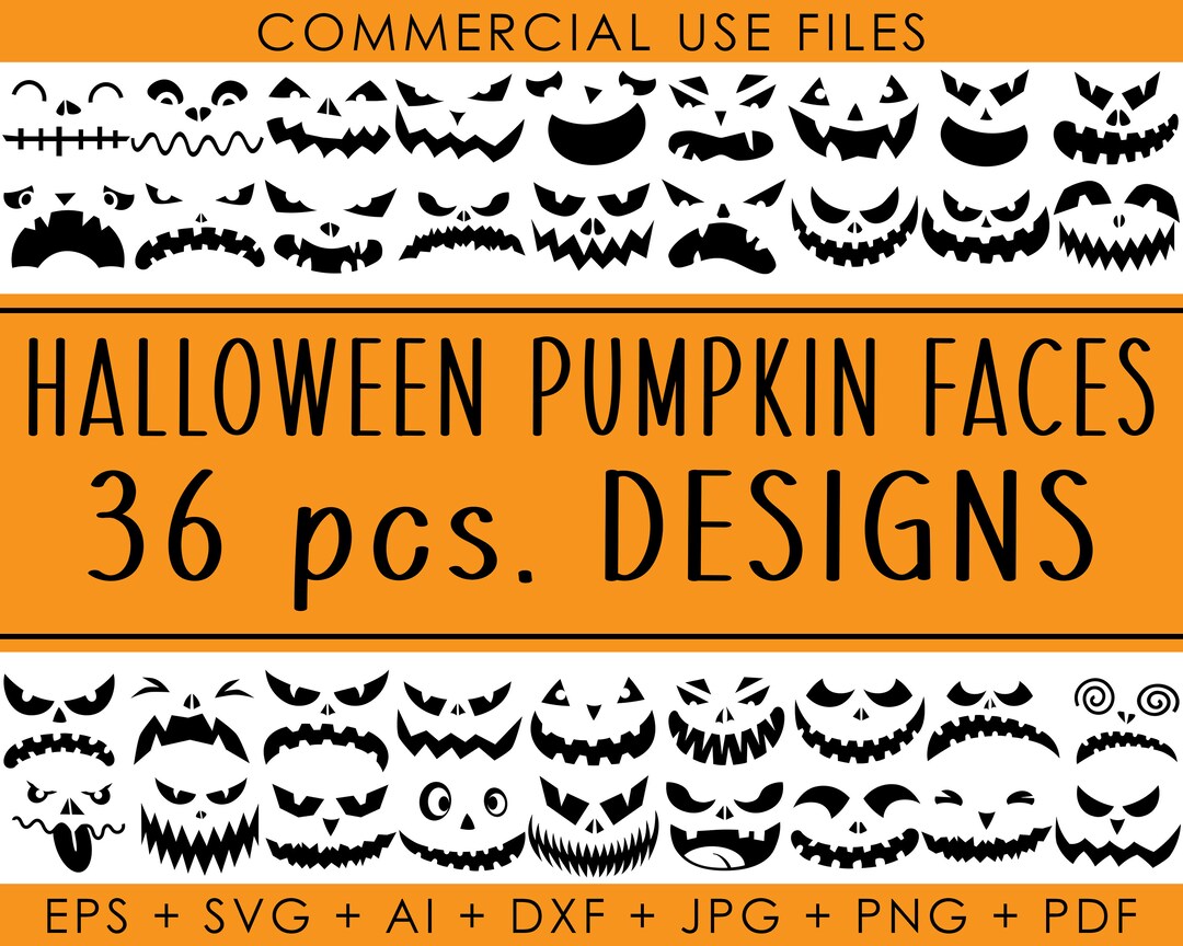 Pumpkin Faces SVG, Halloween Pumpkin Face Bundle, Jack O Lantern SVG ...