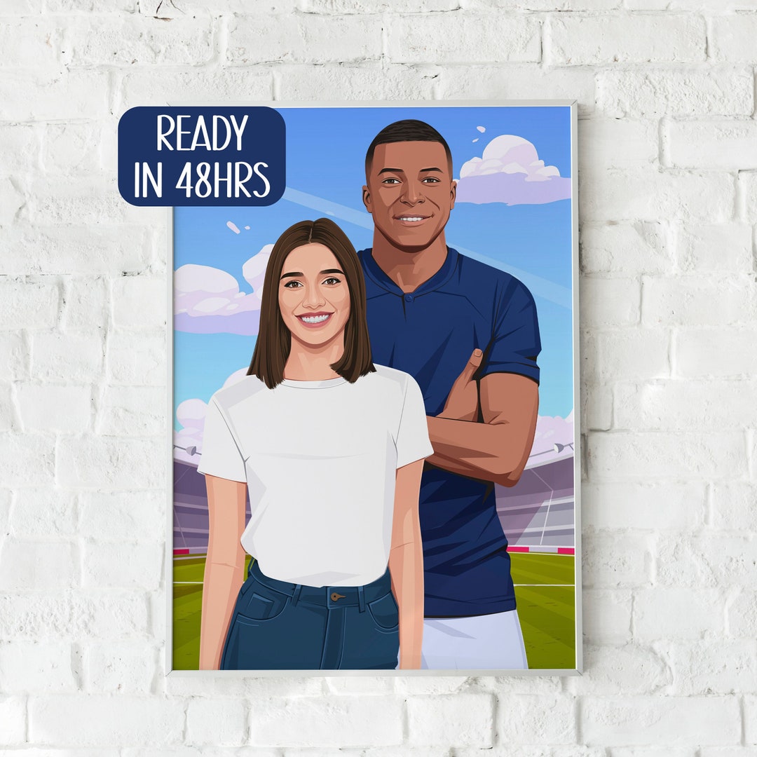 Custom Portrait of Mbappe, Digital Illustration Soccer Lover ...