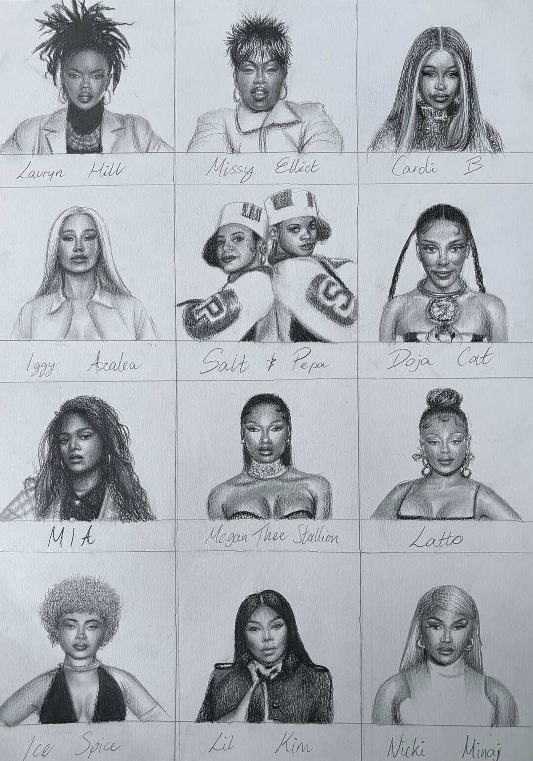 Female Rapper Yearbook Drawing Art Print - Etsy