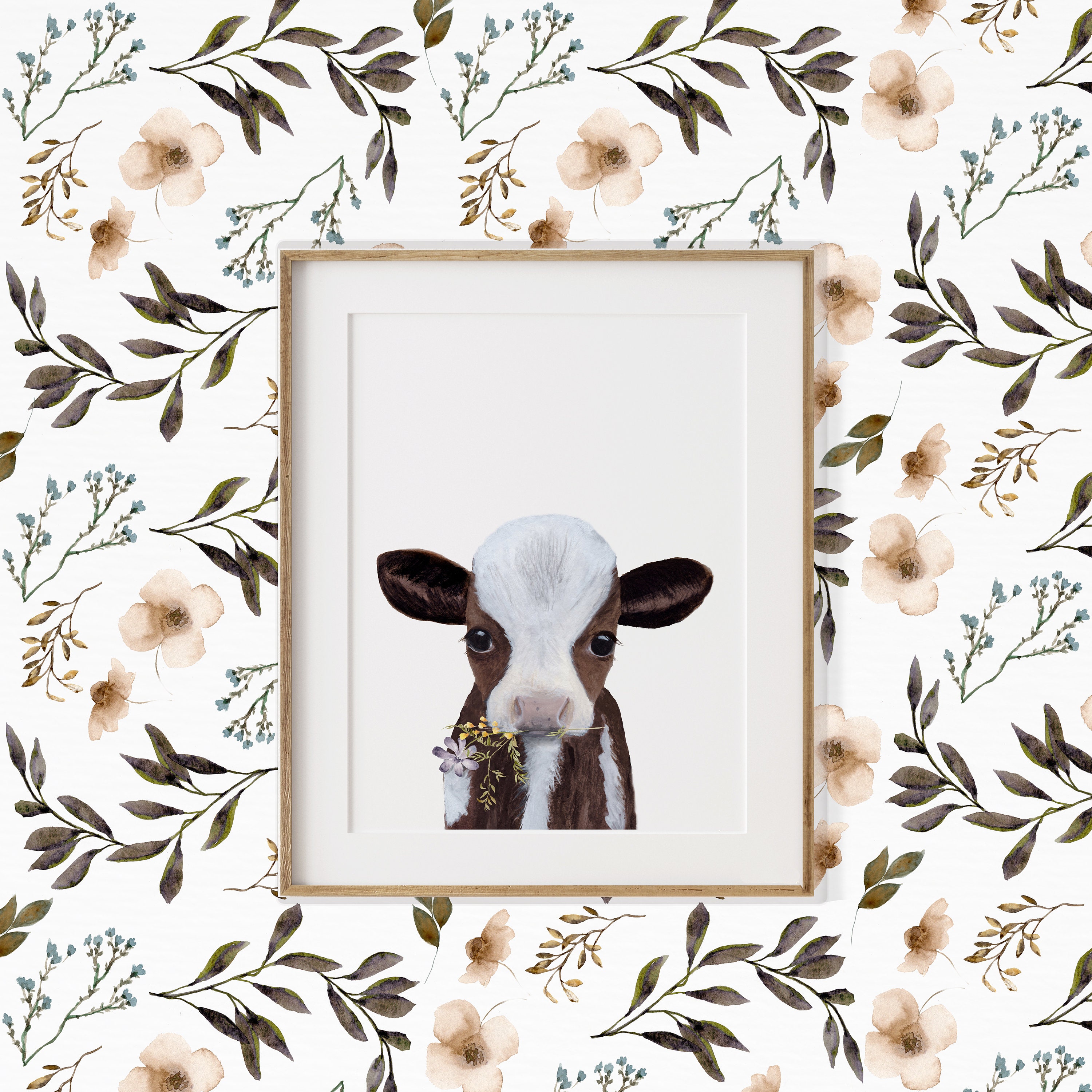 Printable Watercolor Cow, Any Room, Nursery, Instant Download Cow ...