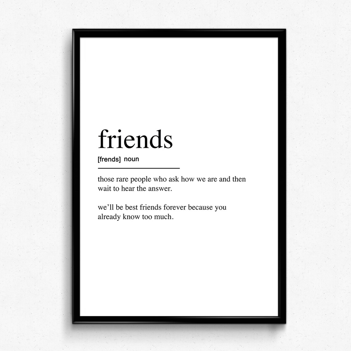Friends Definition Poster. Modern Wall Art, Minimalist Print ...