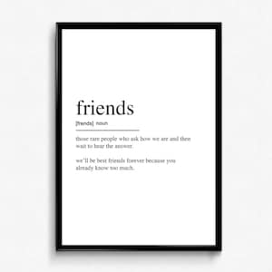 Friends Definition Poster. Modern Wall Art, Minimalist Print ...
