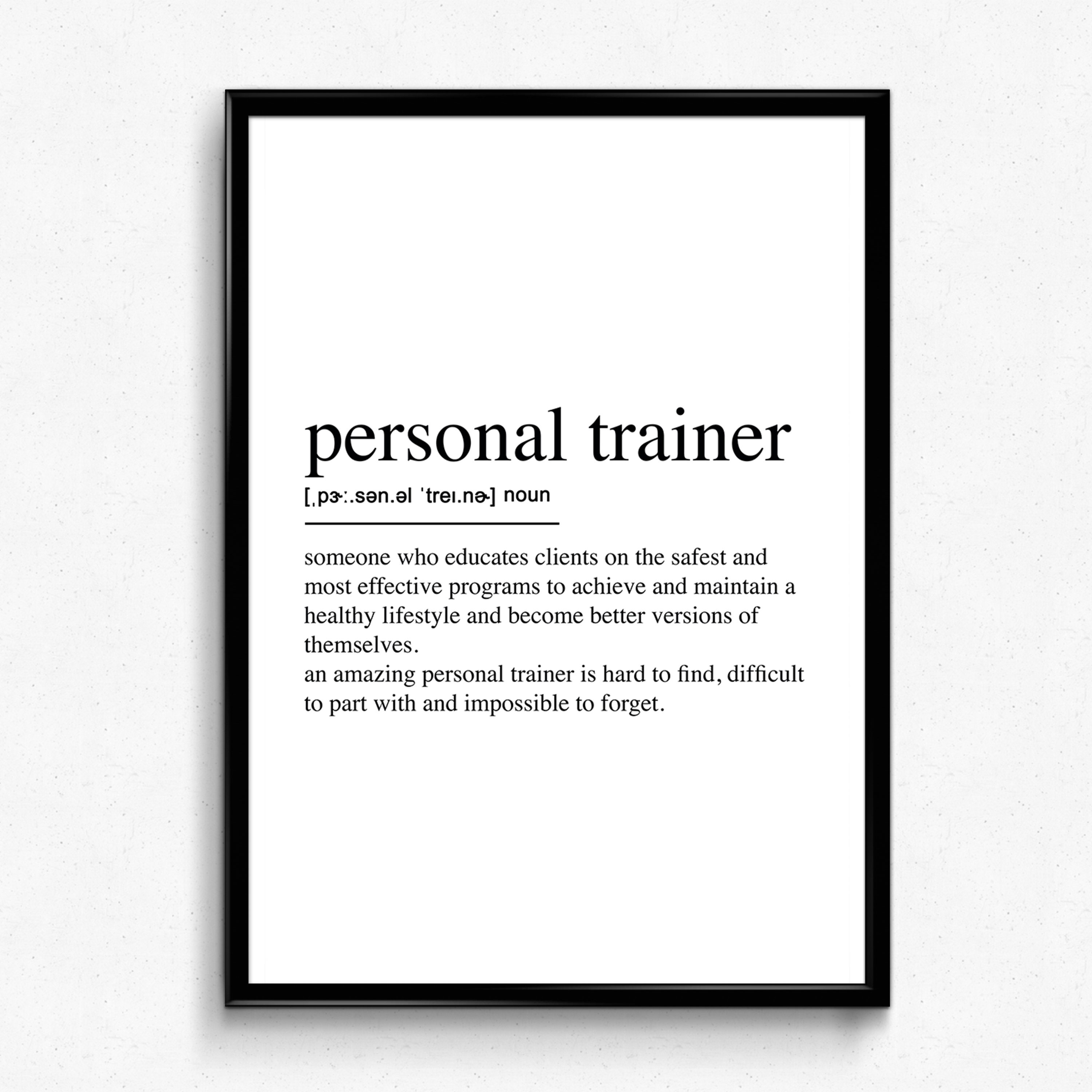 Personal Trainer Definition Poster. Fitness Wall Art Sports - Etsy