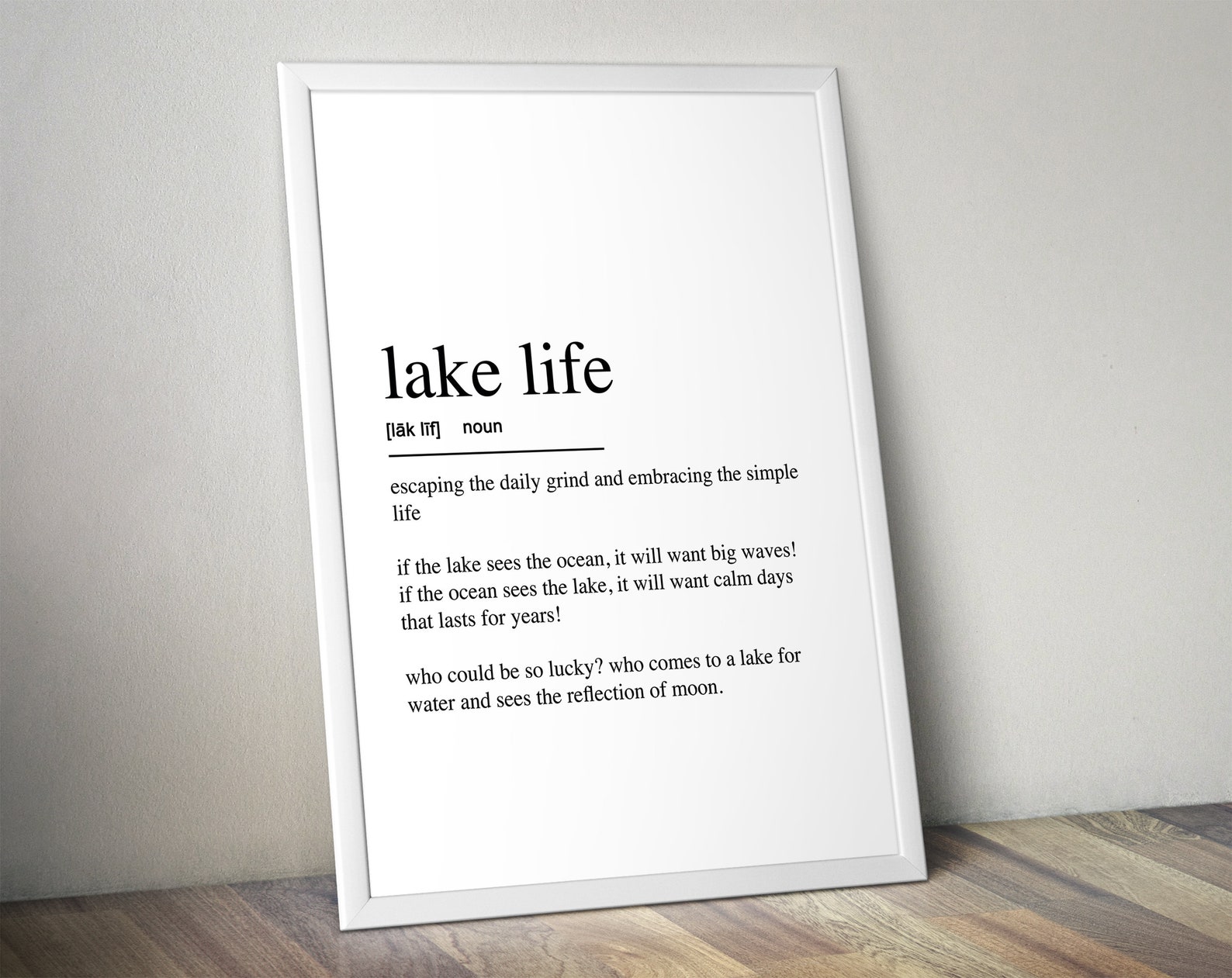 Lake Life Definition Poster. Minimalist Wall Art Print, Lake House ...