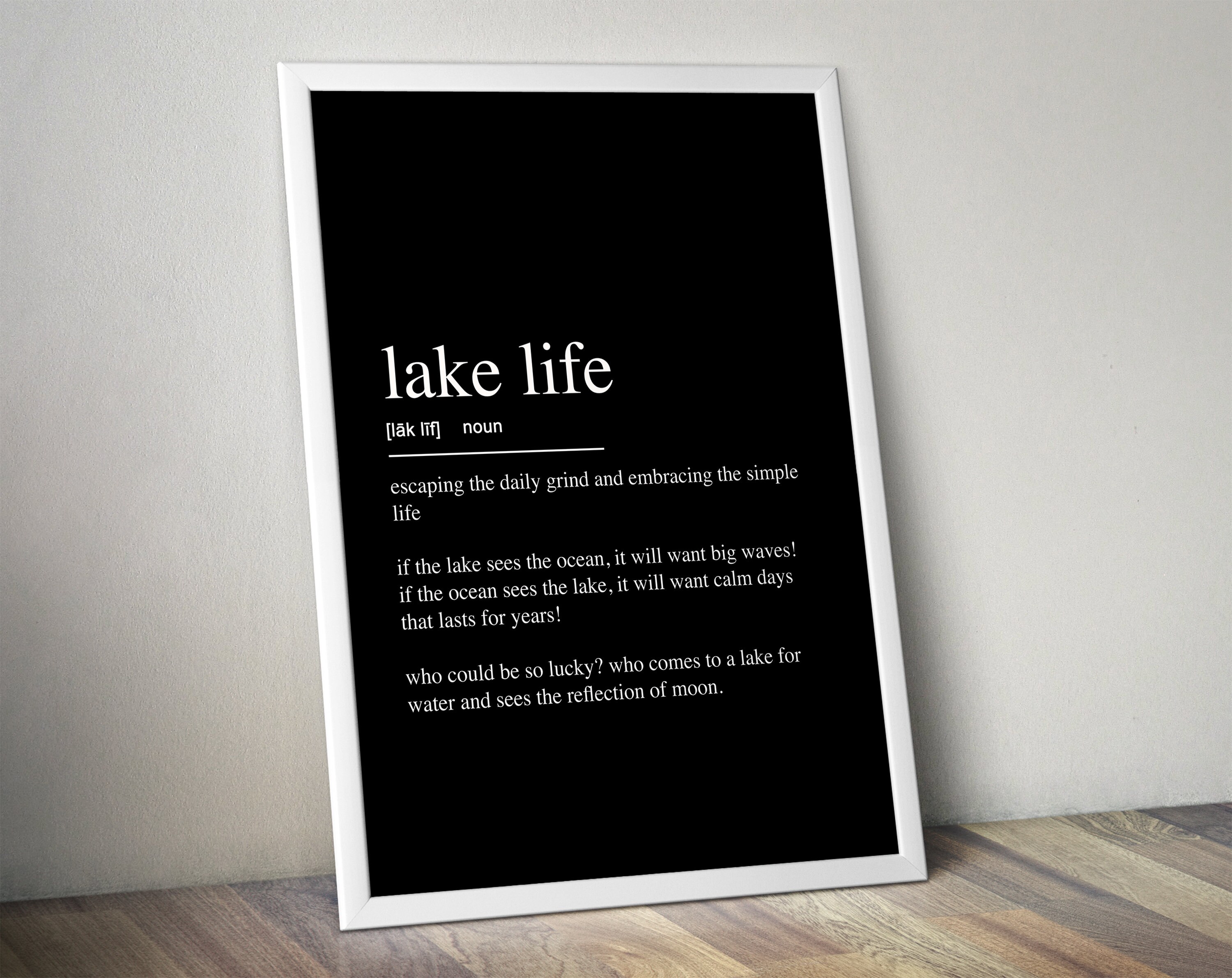 Lake Life Definition Poster. Minimalist Wall Art Print, Lake House ...