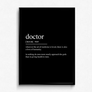 Doctor Definition Poster. Medical Wall Art, Minimalist Print, Physician ...