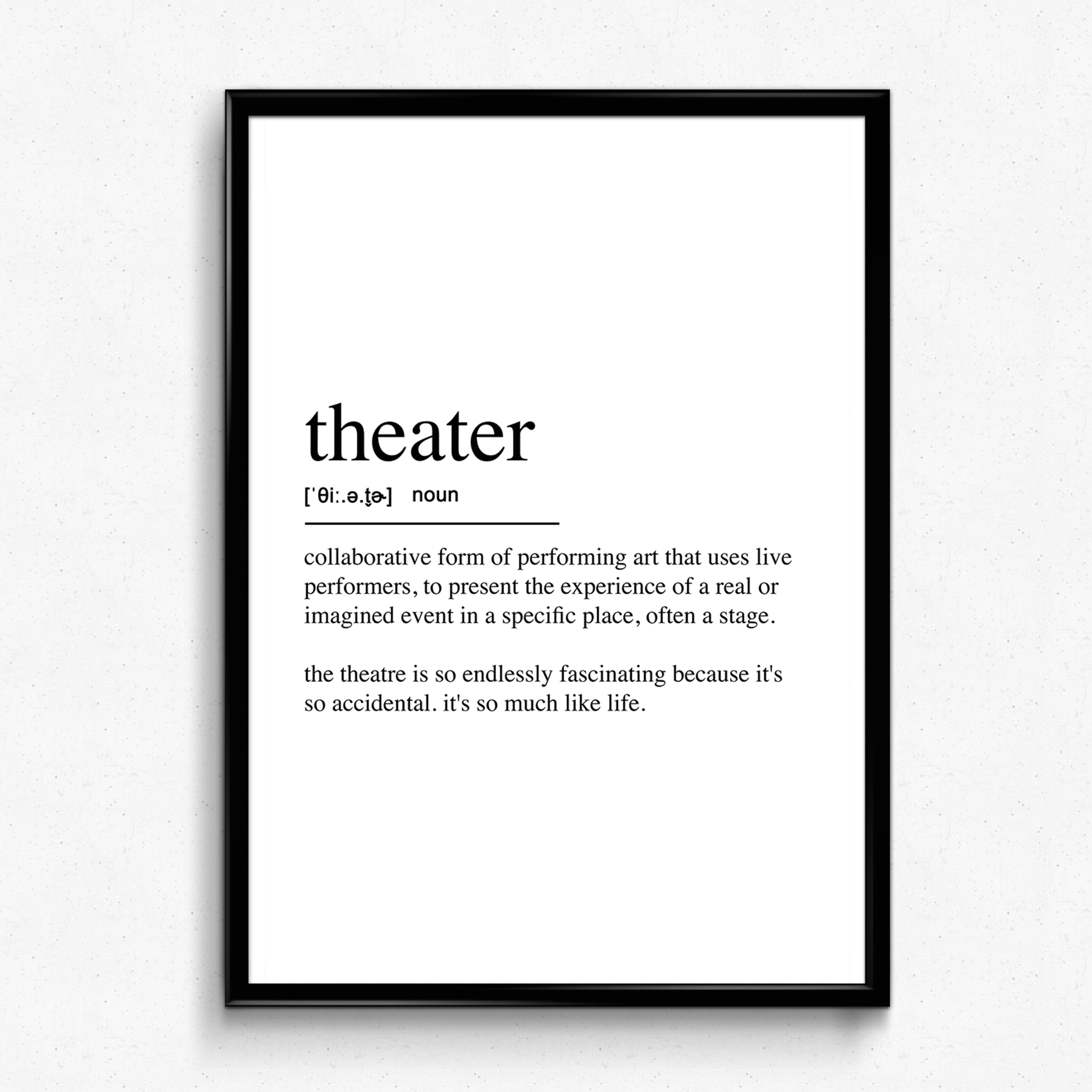 Theater Definition Poster. Quote Wall Art Modern Minimalist - Etsy