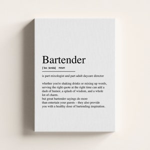 Bartender Definition Poster. Modern Wall Art, Minimalist Print, Bar ...