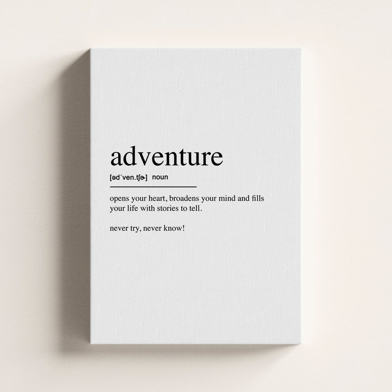 Adventure Definition Poster. Quotes Wall Art Minimalist - Etsy