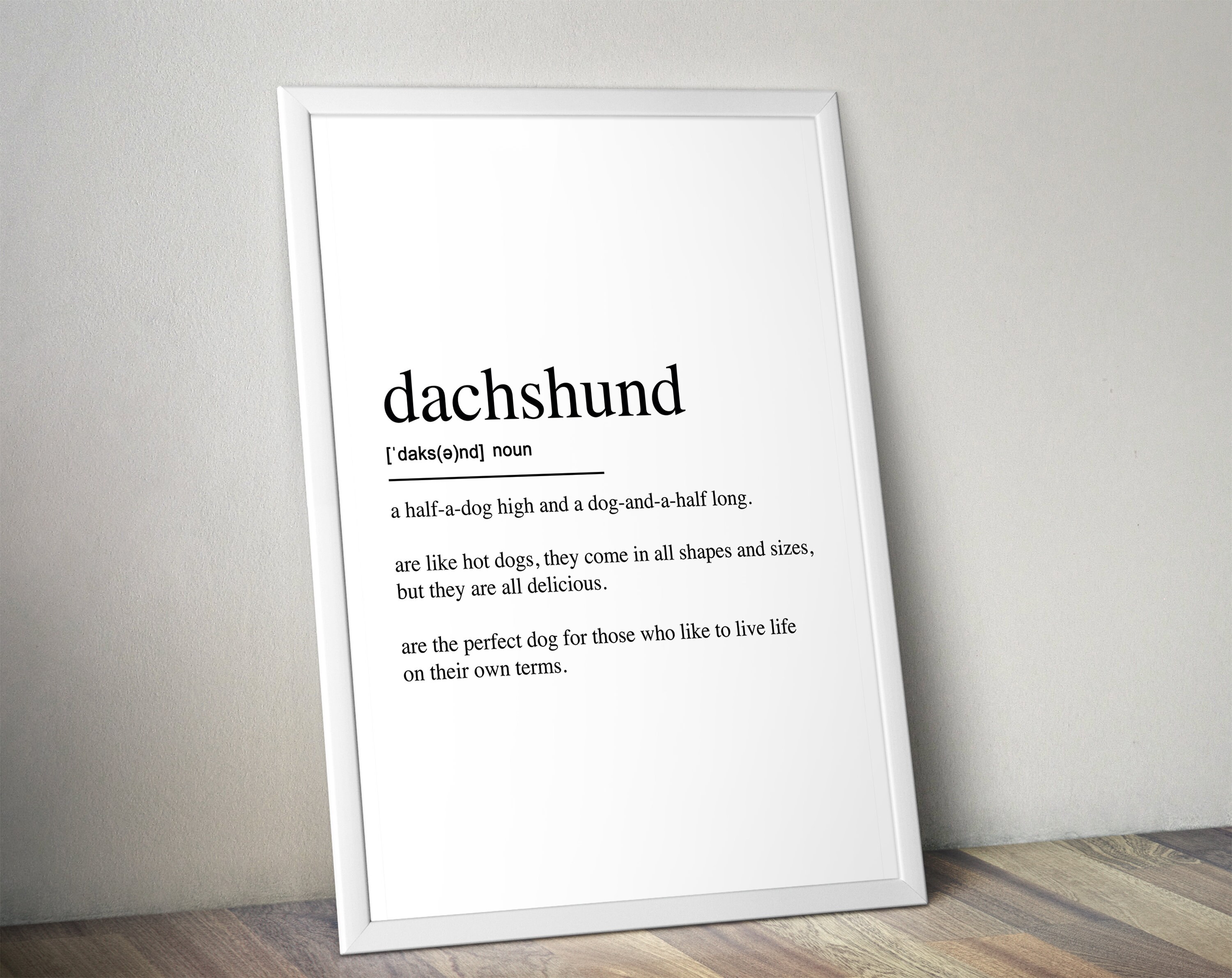Dachshund Definition Poster. Sausage Dog Wall Art Print Gift, Wrapped ...