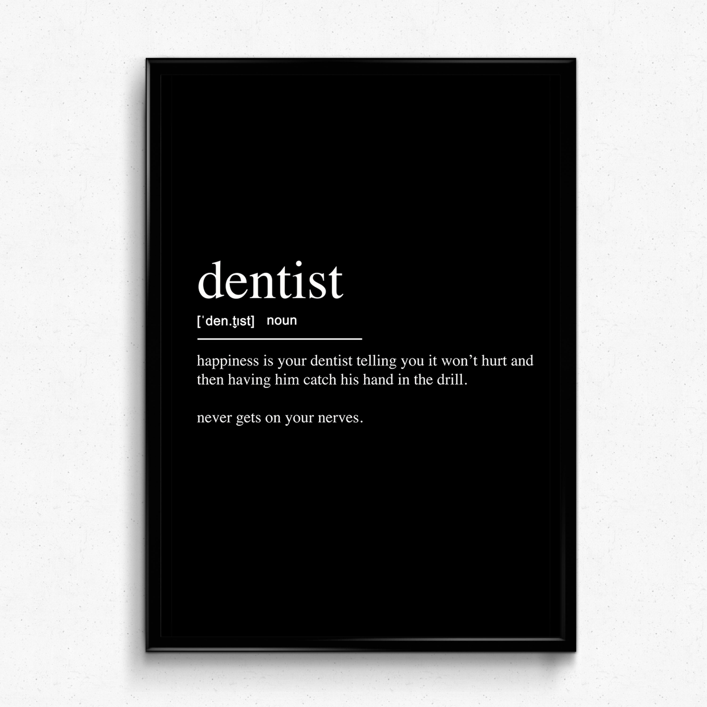 Dentist Definition Poster. Modern Wall Art, Minimalist Print, Dentistry ...