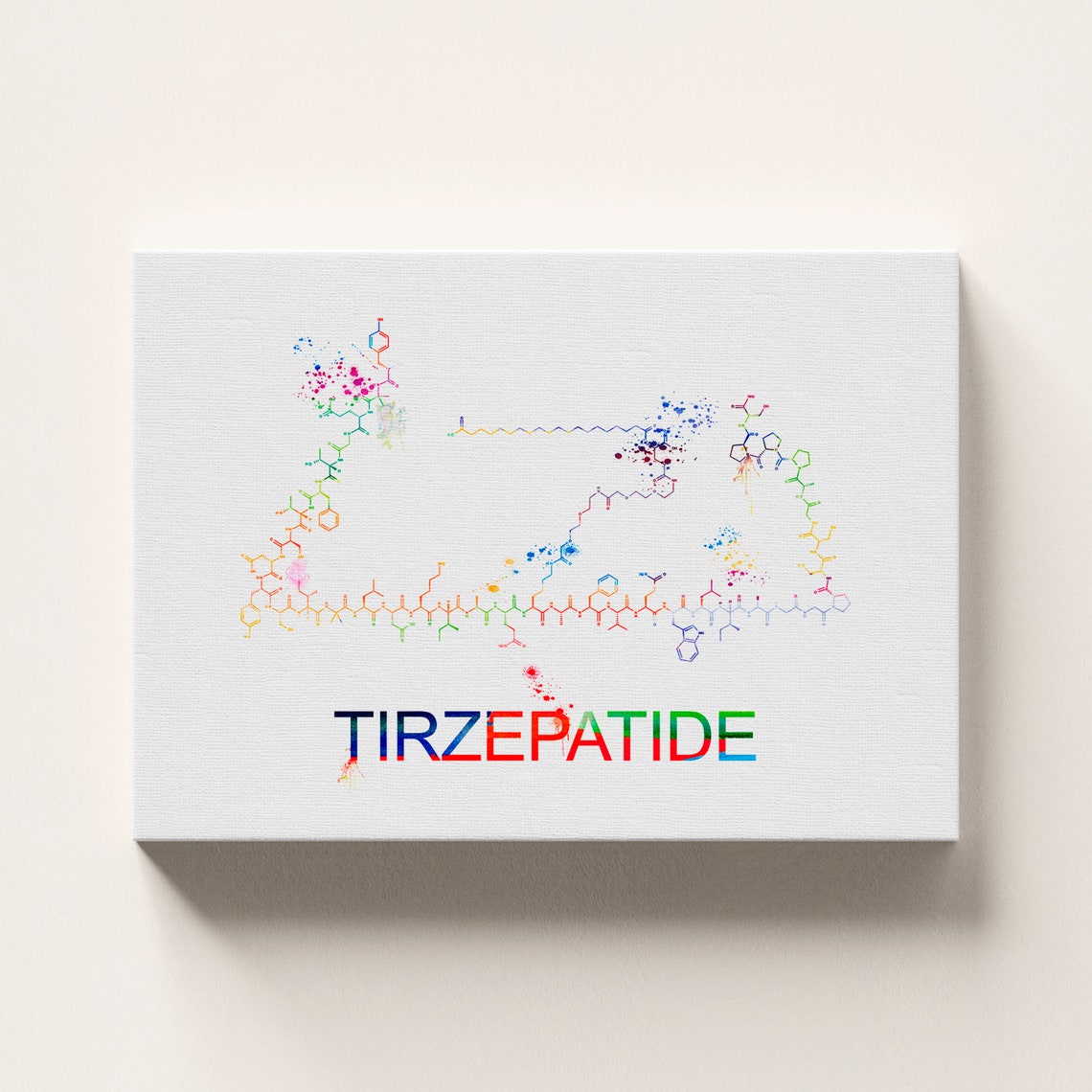 Tirzepatide Molecule Watercolor Print. Chemical Formula Poster ...