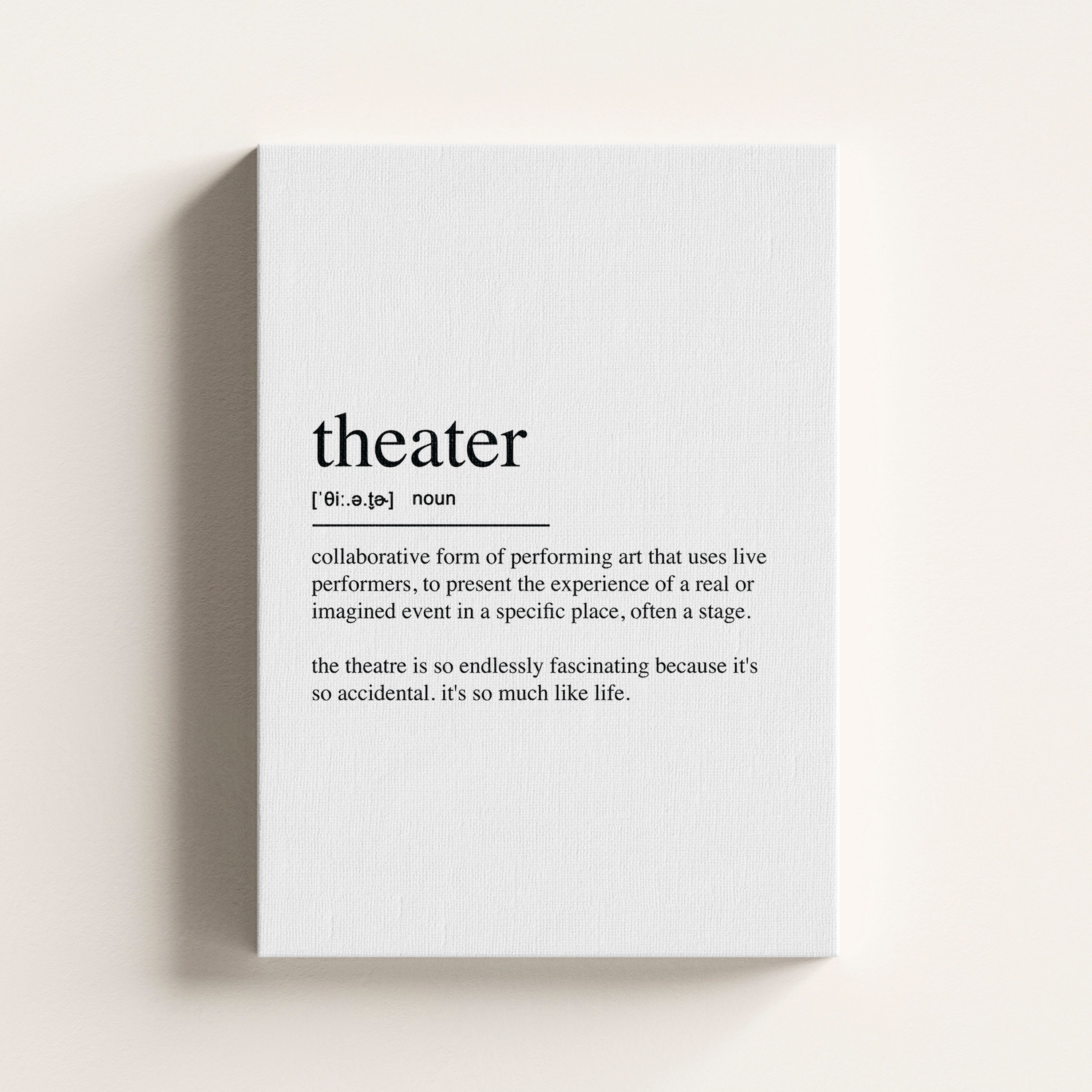 Theater Definition Poster. Quote Wall Art Modern Minimalist - Etsy