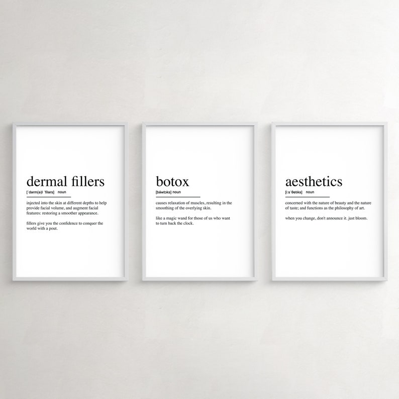 Dermal Fillers, Botox, Aesthetics Definition Posters, Beauty Salon ...