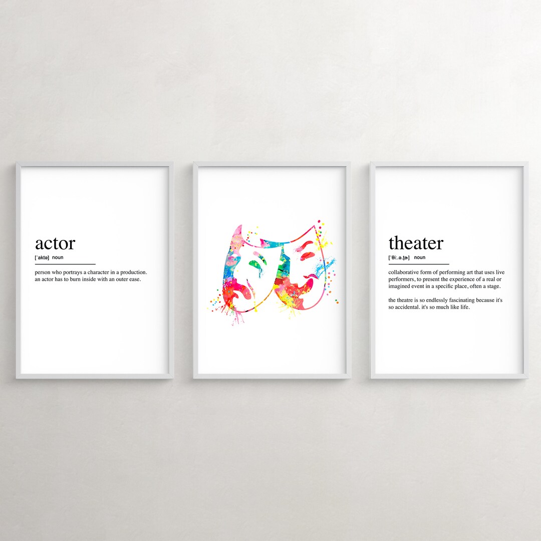 Theater Modern Wall Art: Actor, Theater Definition, Comedy Tragedy Mask ...