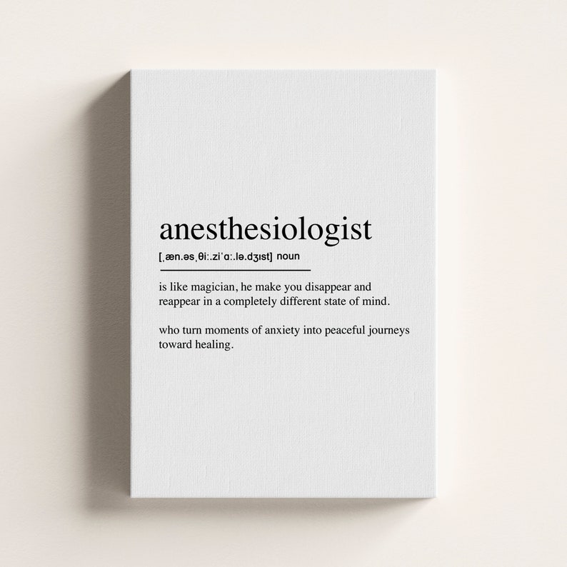 Anesthesiologist Definition Poster. Anesthesia Wall Art Print ...