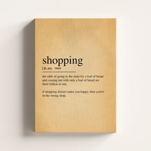 Shopping Definition Poster. Minimalist Wall Art Print, Shopaholic Gift ...
