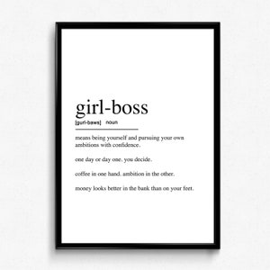 Girl Boss Definition Poster. Girlboss Modern Wall Art Print. Gift for ...