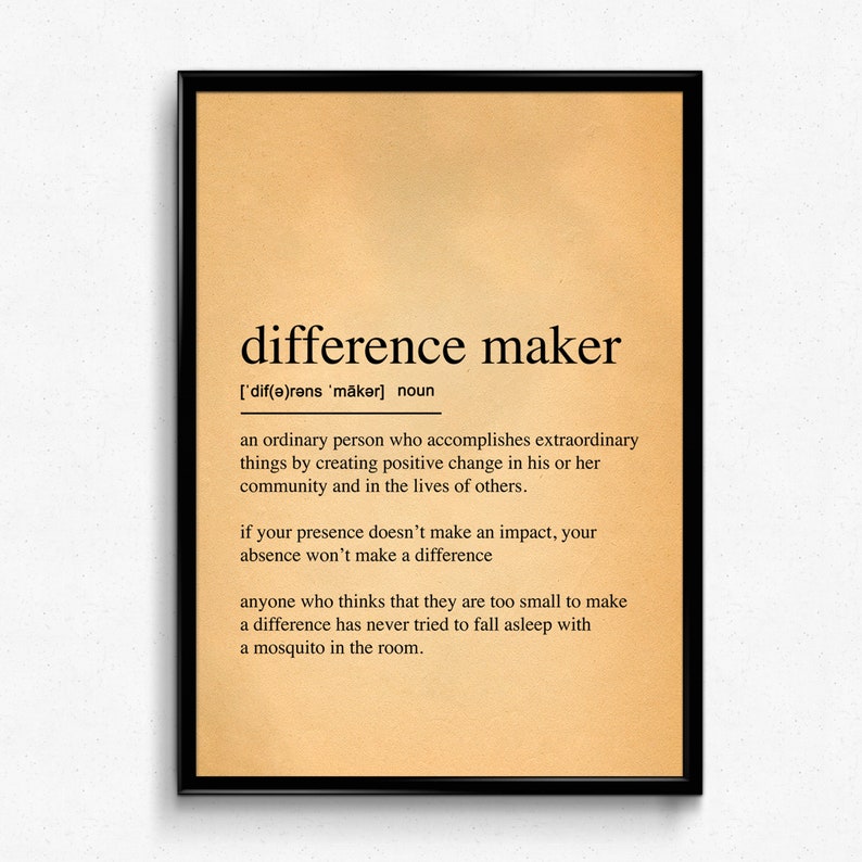 Difference Maker Definition Poster. Modern Quote Wall Art Minimalist ...