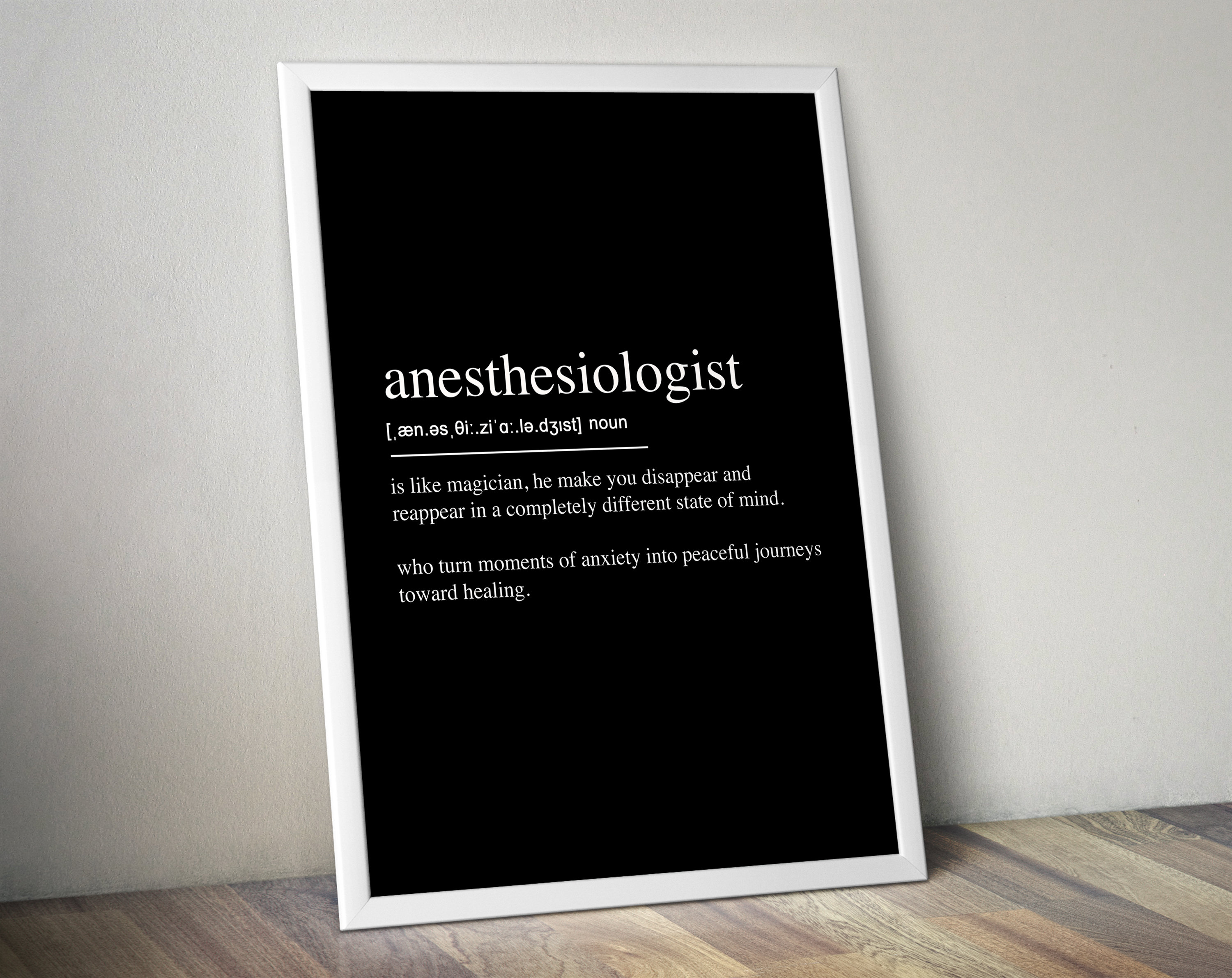 Anesthesiologist Definition Poster. Anesthesia Wall Art Print ...