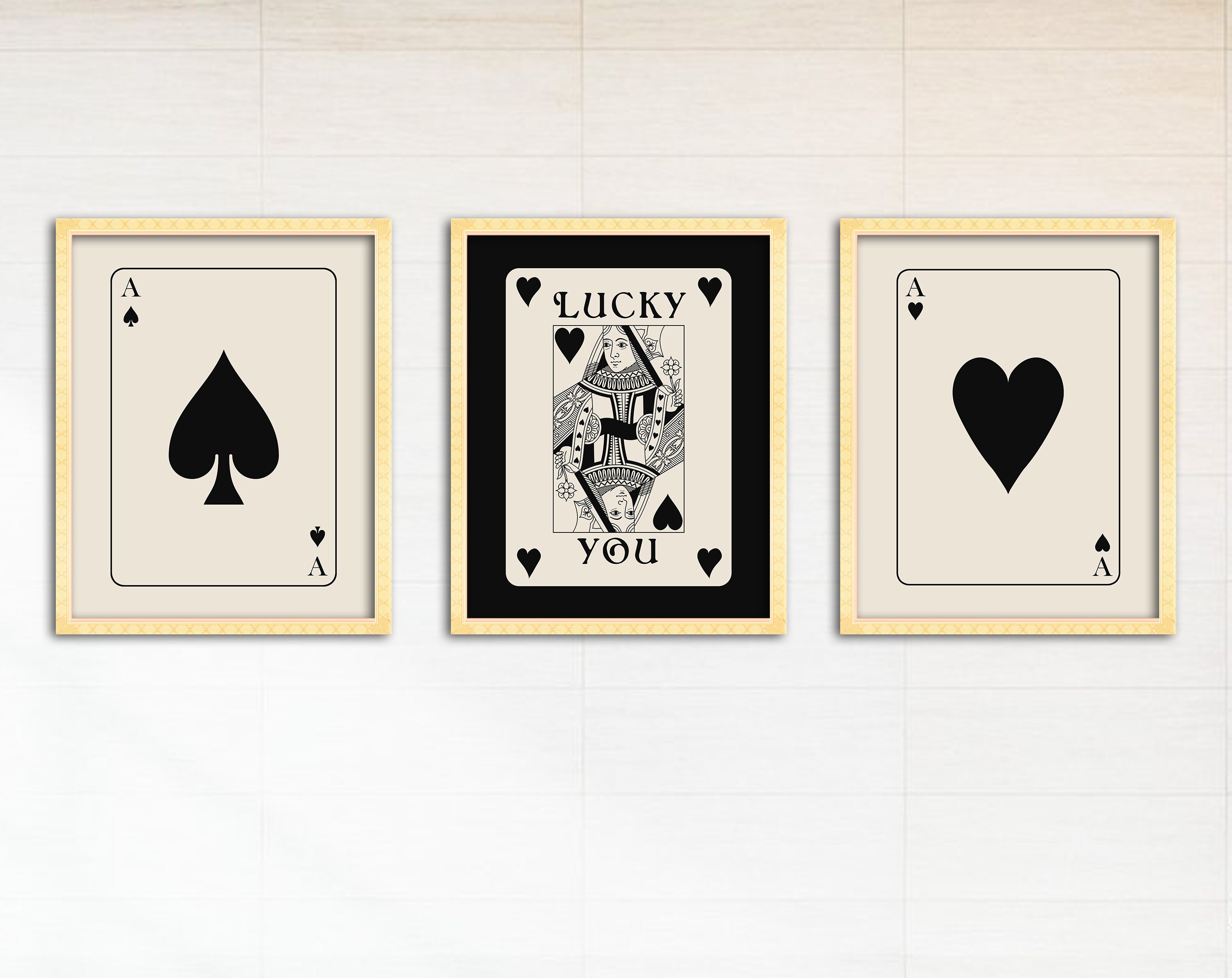 Playing Cards Wall Art, Mid Century Art, Neutral Abstract Posters ...