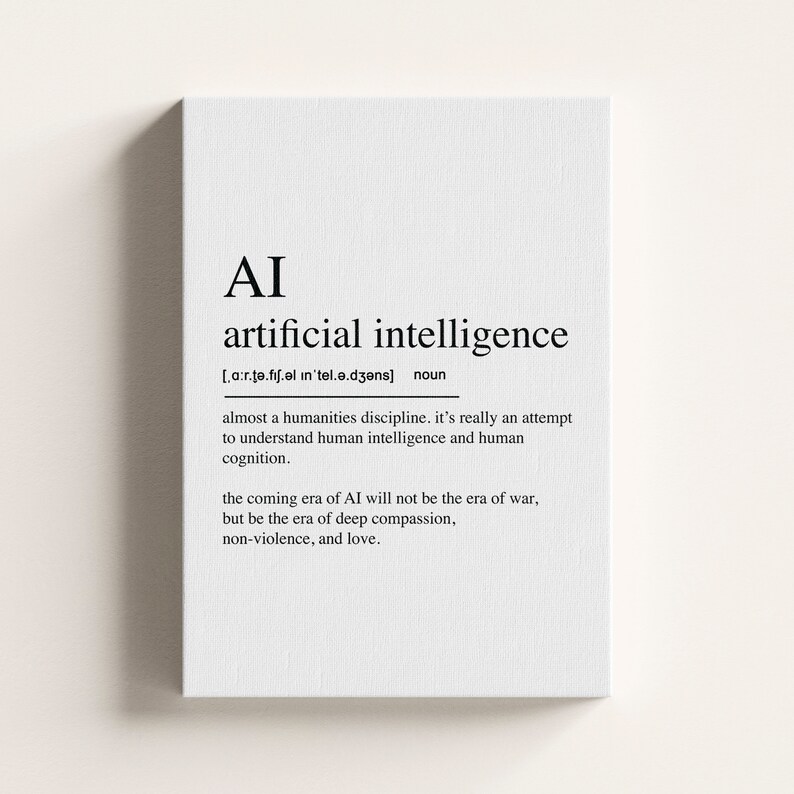 Artificial Intelligence Definition Poster. AI Wall Art, Minimalist ...