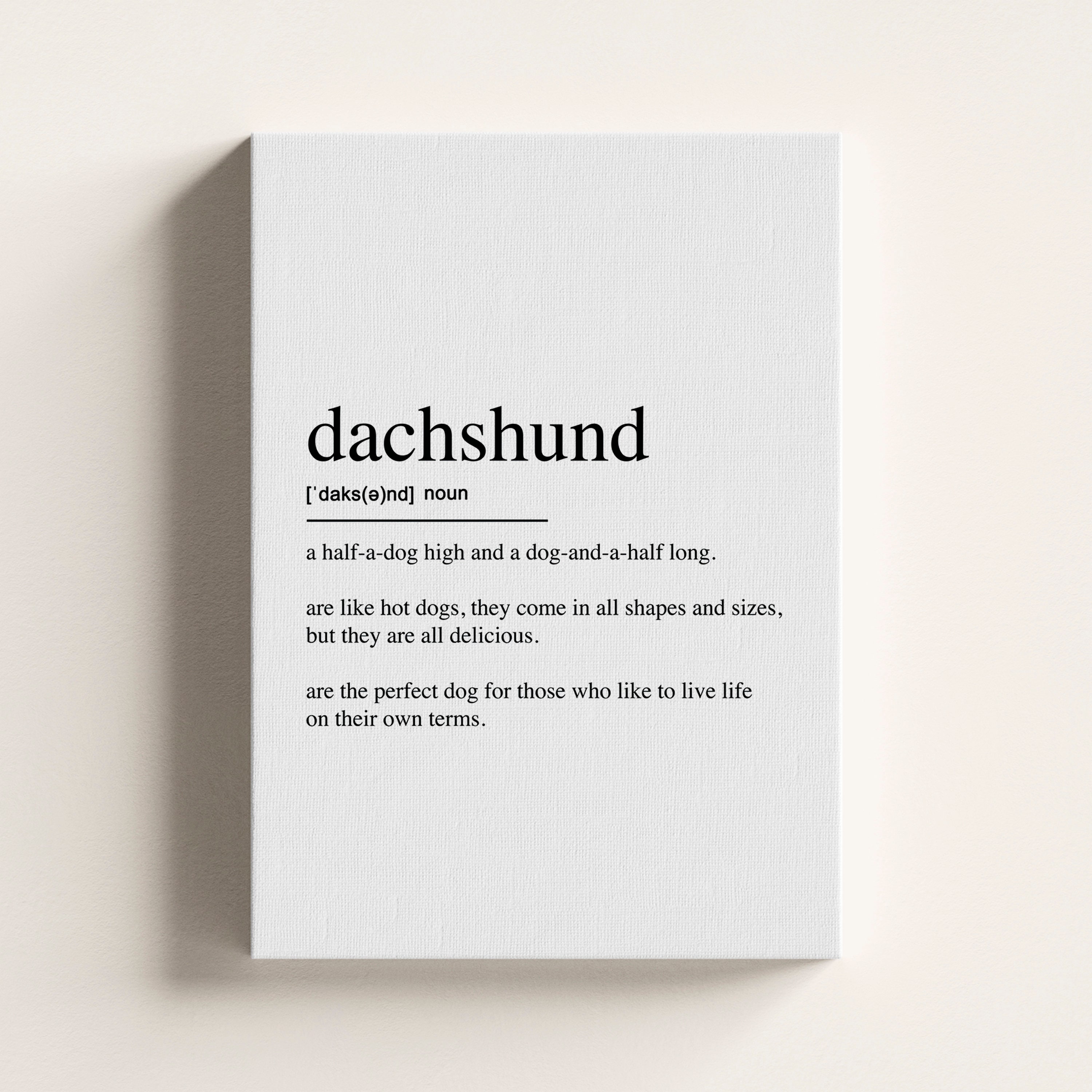 Dachshund Definition Poster. Sausage Dog Wall Art Print Gift, Wrapped ...