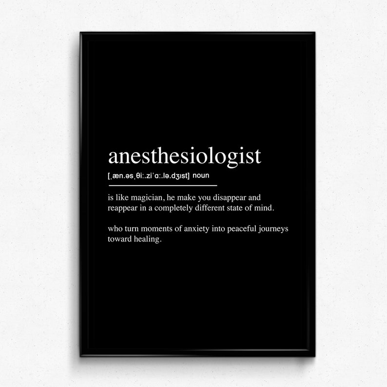 Anesthesiologist Definition Poster. Anesthesia Wall Art Print ...