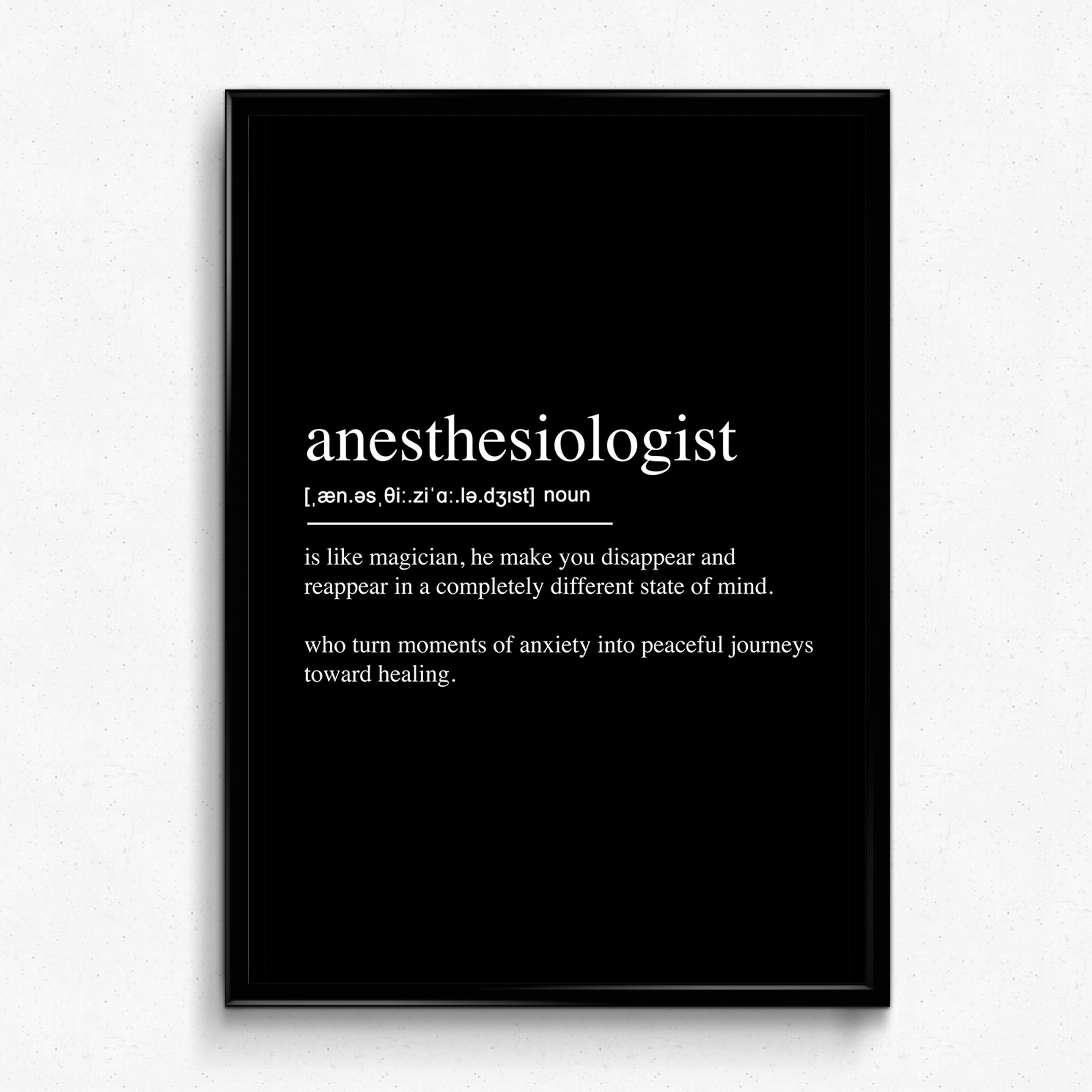 Anesthesiologist Definition Poster. Anesthesia Wall Art Print ...