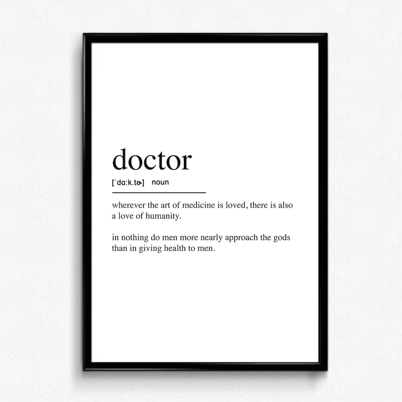 Doctor Definition Poster. Medical Wall Art, Minimalist Print, Physician ...