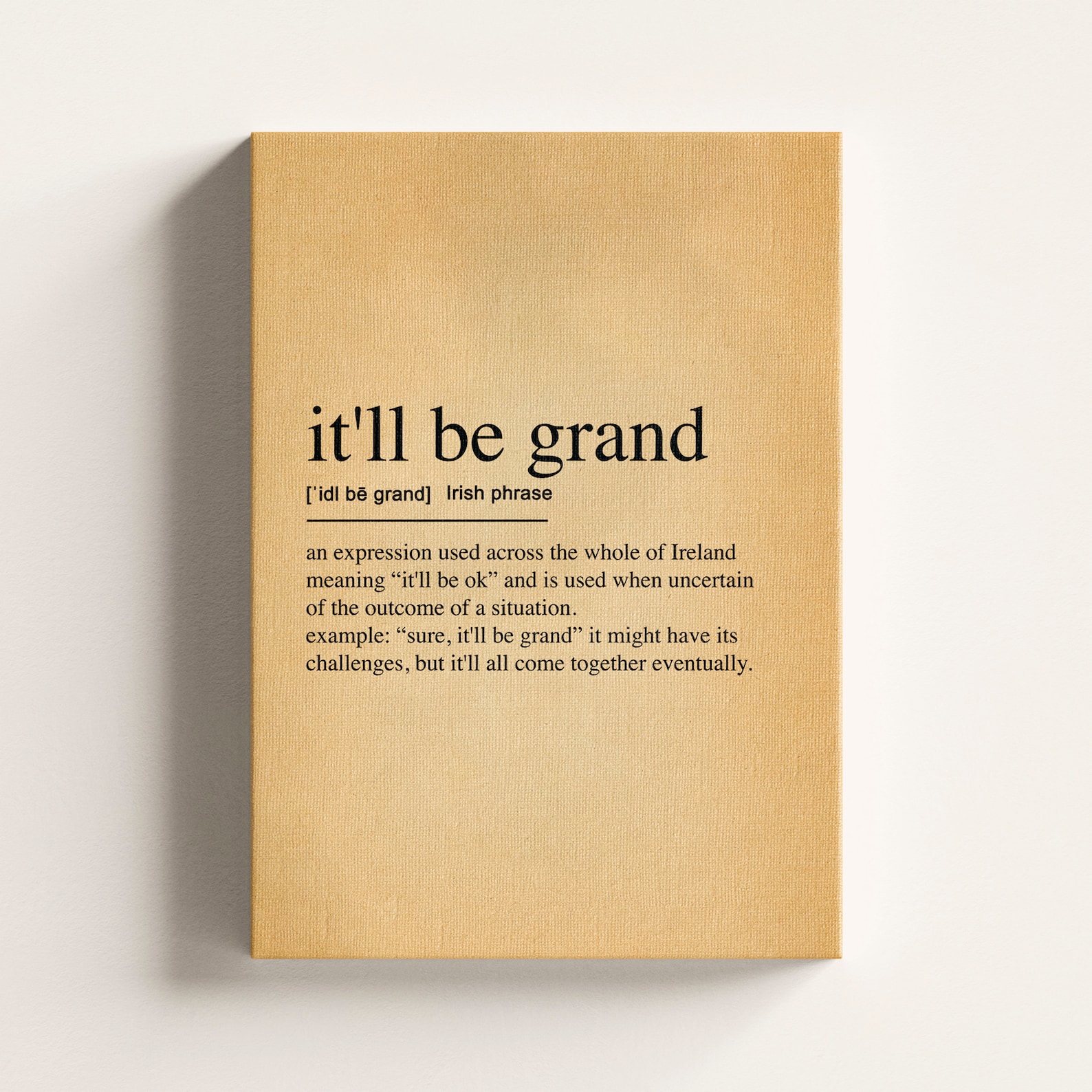 It'll Be Grand Definition Poster. Irish Phrase Wall Art Print, Ireland ...