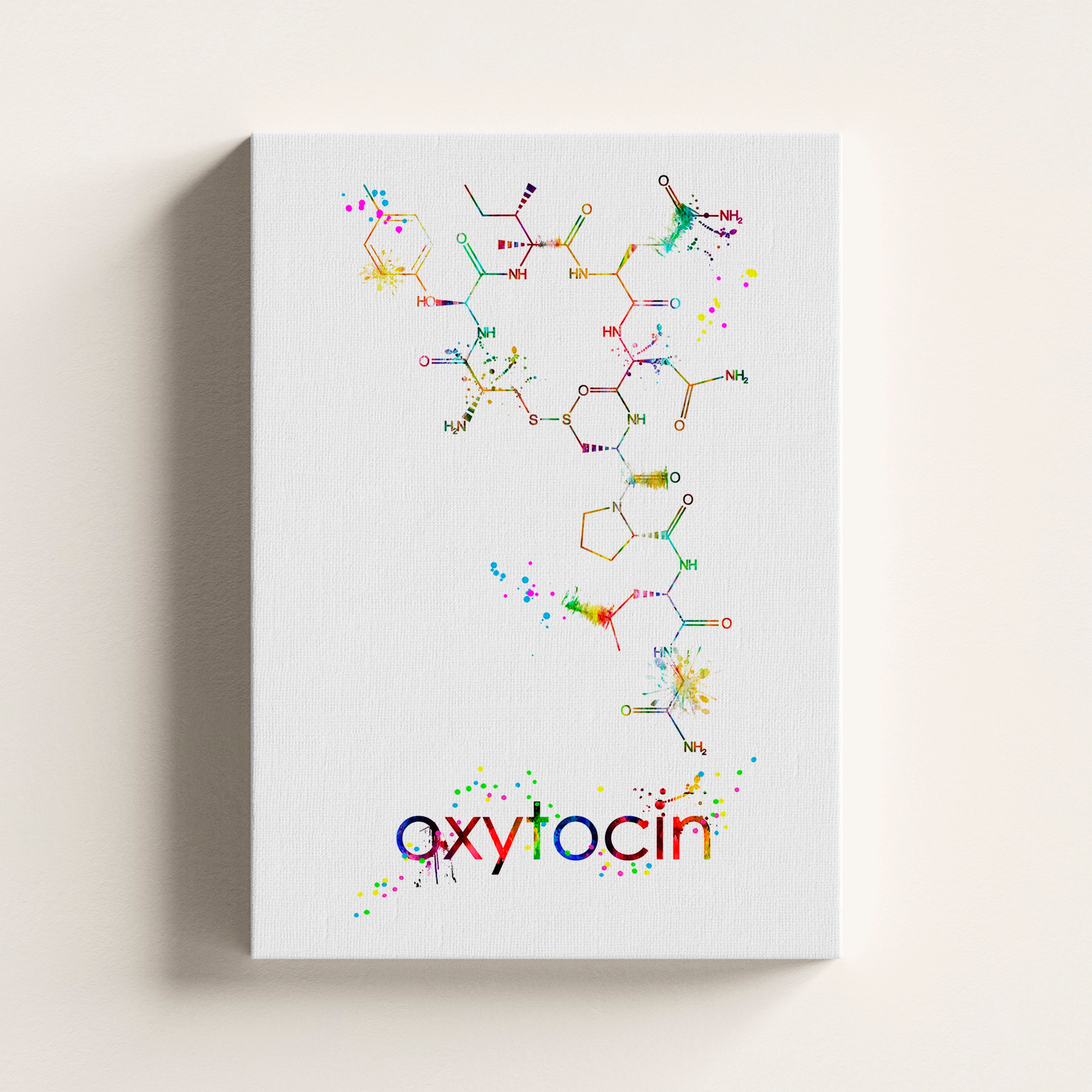 Oxytocin Molecule Watercolor Print: Love Hormone Canvas Art - Etsy