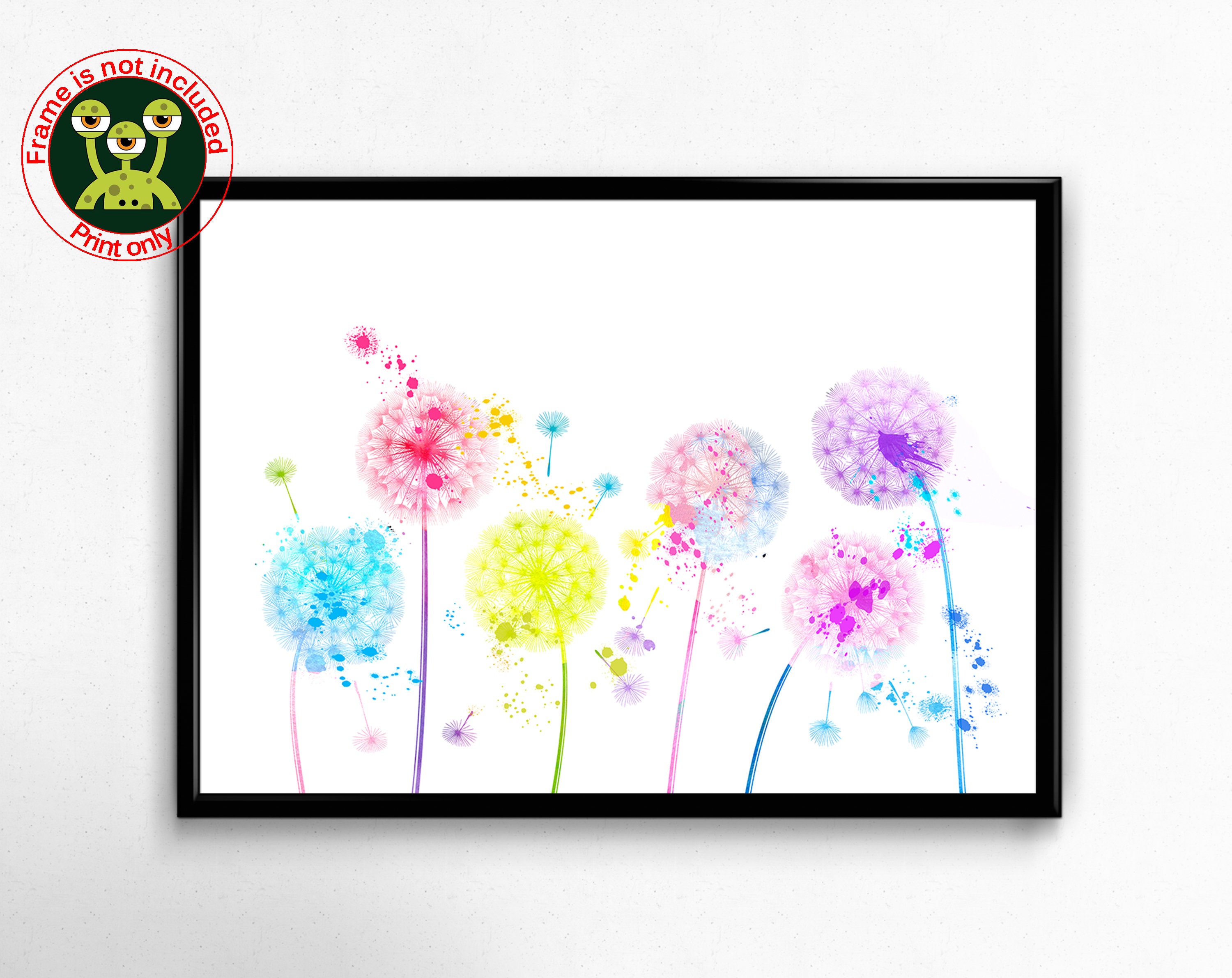Dandelions Watercolor Wall Art, Dandelion Poster, Flowers Nursery, Kids ...