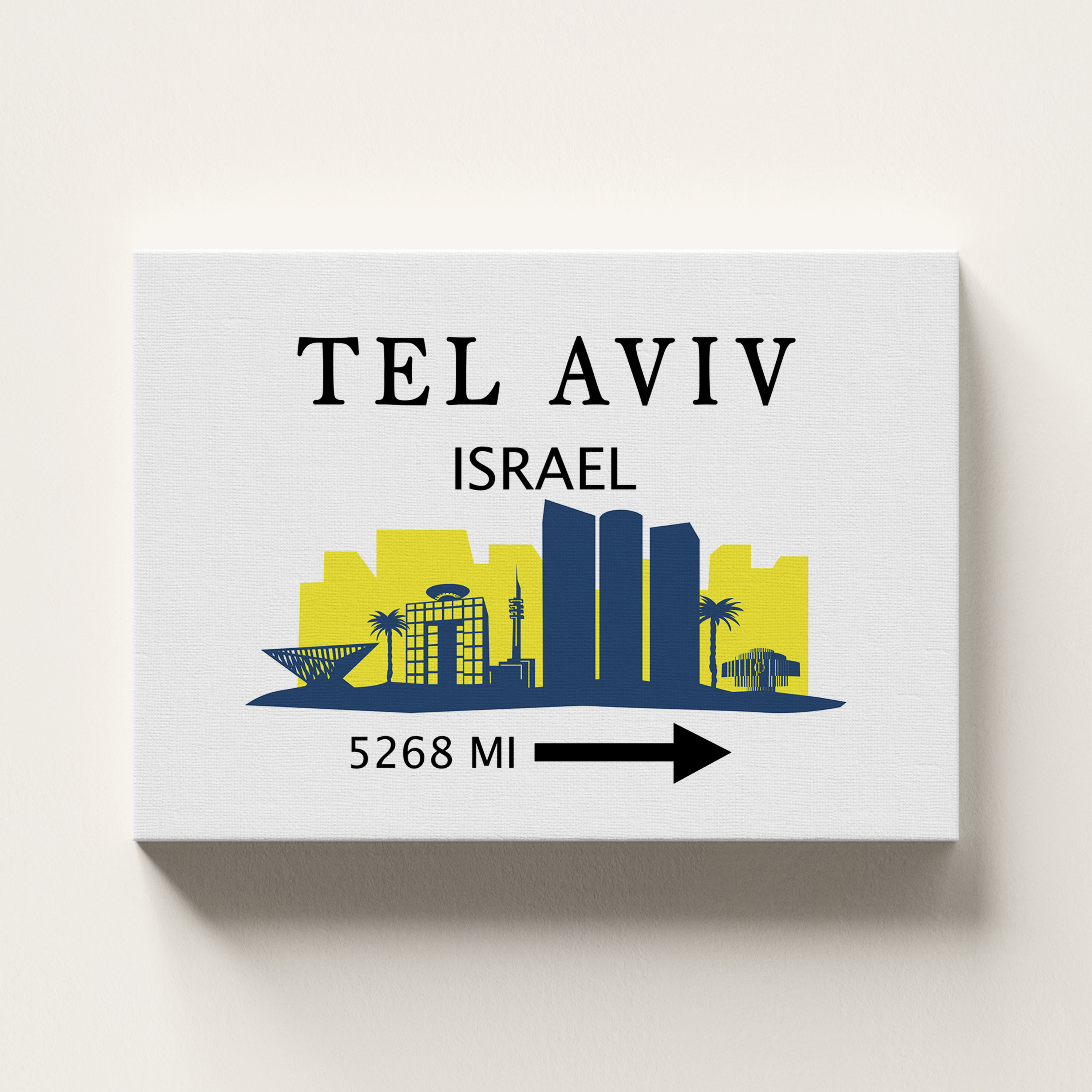 Tel Aviv Skyline Poster. Arrow Sign Print. Gift for Jews. Israel Modern ...