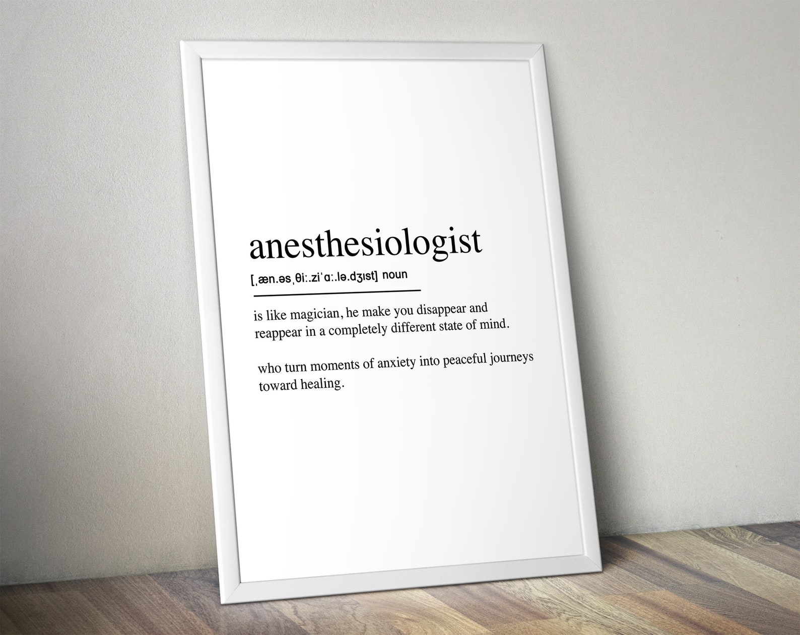 Anesthesiologist Definition Poster. Anesthesia Wall Art Print ...