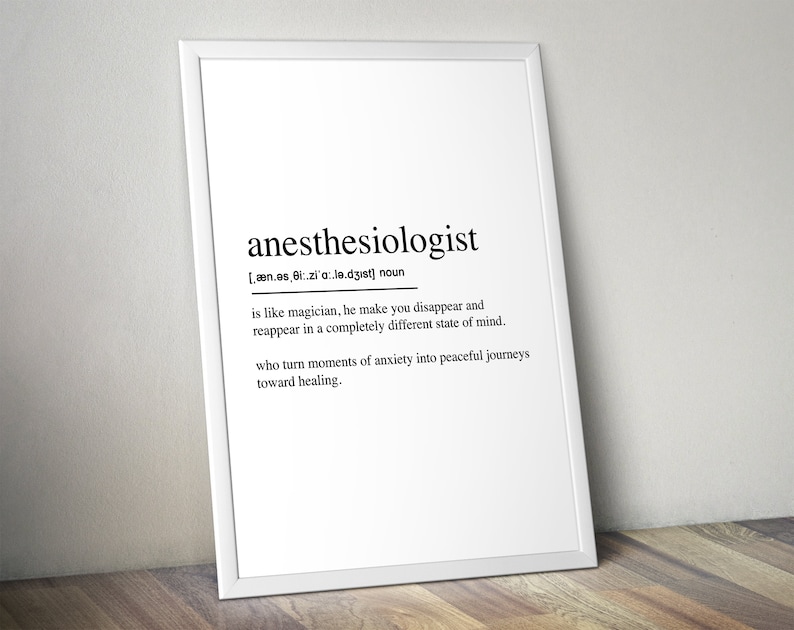 Anesthesiologist Definition Poster. Anesthesia Wall Art Print ...