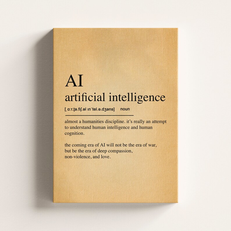 Artificial Intelligence Definition Poster. AI Wall Art, Minimalist ...