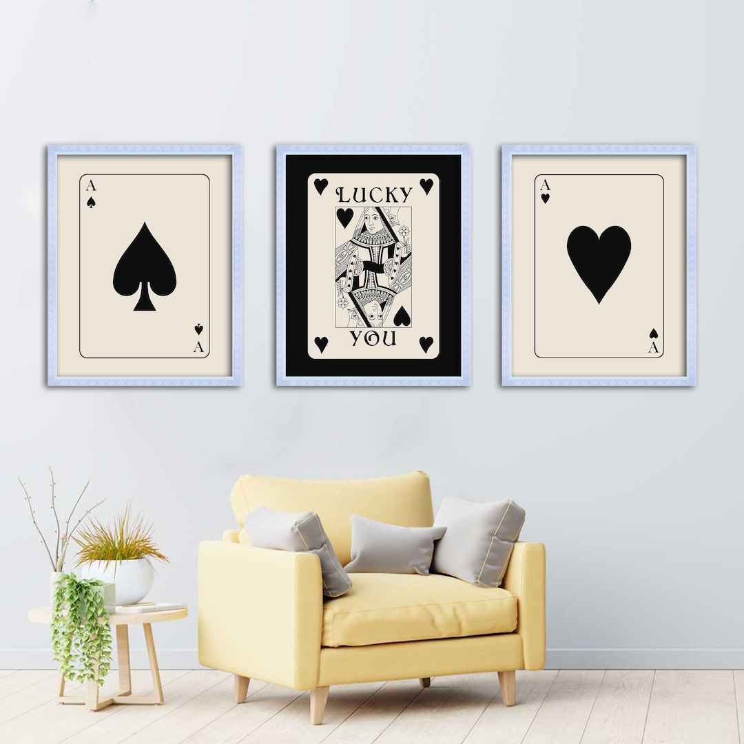 Playing Cards Wall Art, Mid Century Art, Neutral Abstract Posters ...