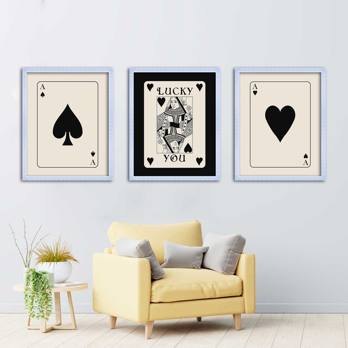 Playing Cards Wall Art, Mid Century Art, Neutral Abstract Posters ...