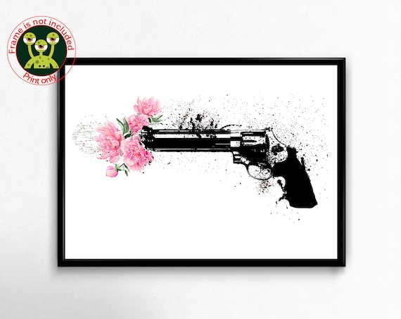 Gun Shooting Flowers Art