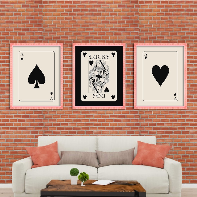 Playing Cards Wall Art, Mid Century Art, Neutral Abstract Posters ...