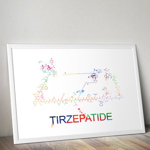 Tirzepatide Molecule Watercolor Print. Chemical Formula Poster ...