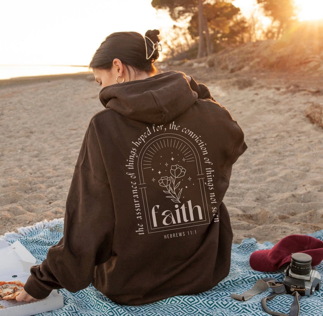Faith Hoodie Bible Verse Back Print Christian Sweatshirt Pray Walk by ...