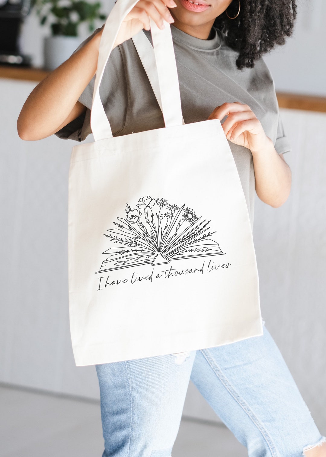 I Have Lived a Thousand Lives Tote Library Book Bag Bookish Tote Bag ...