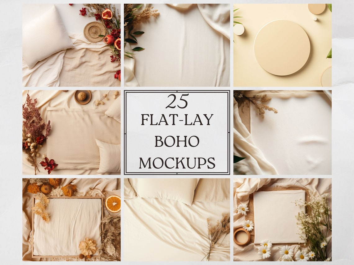 25 Boho Flat-lay Mockups, Product Display Mockup, Jewelery Mockup ...