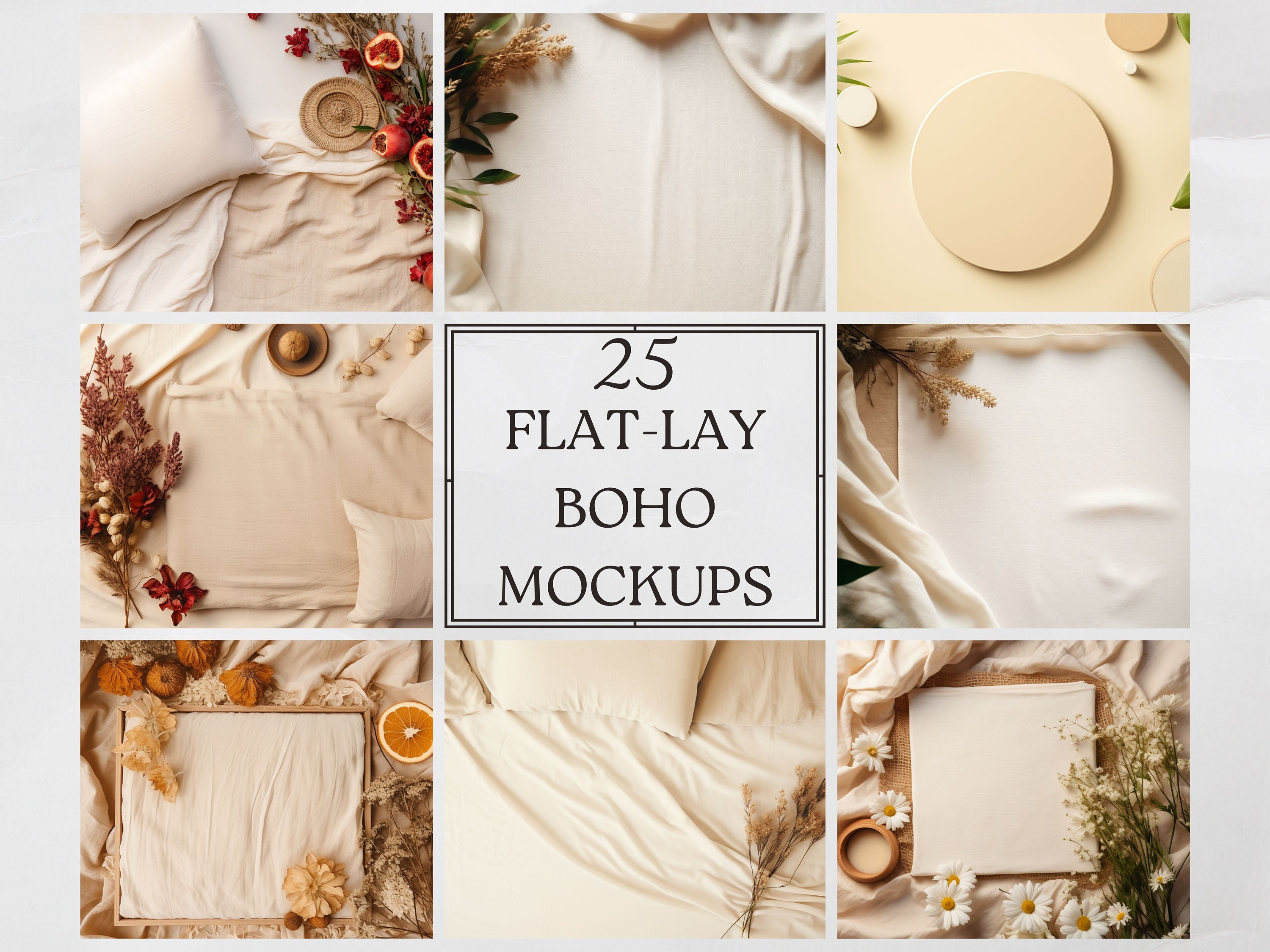 25 Boho Flat-lay Mockups, Product Display Mockup, Jewelery Mockup ...