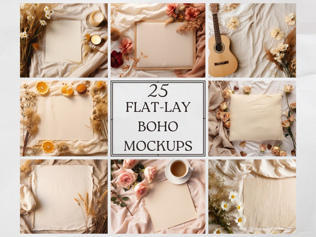 25 Boho Flat-lay Mockups, Product Display Mockup, Jewelery Mockup ...